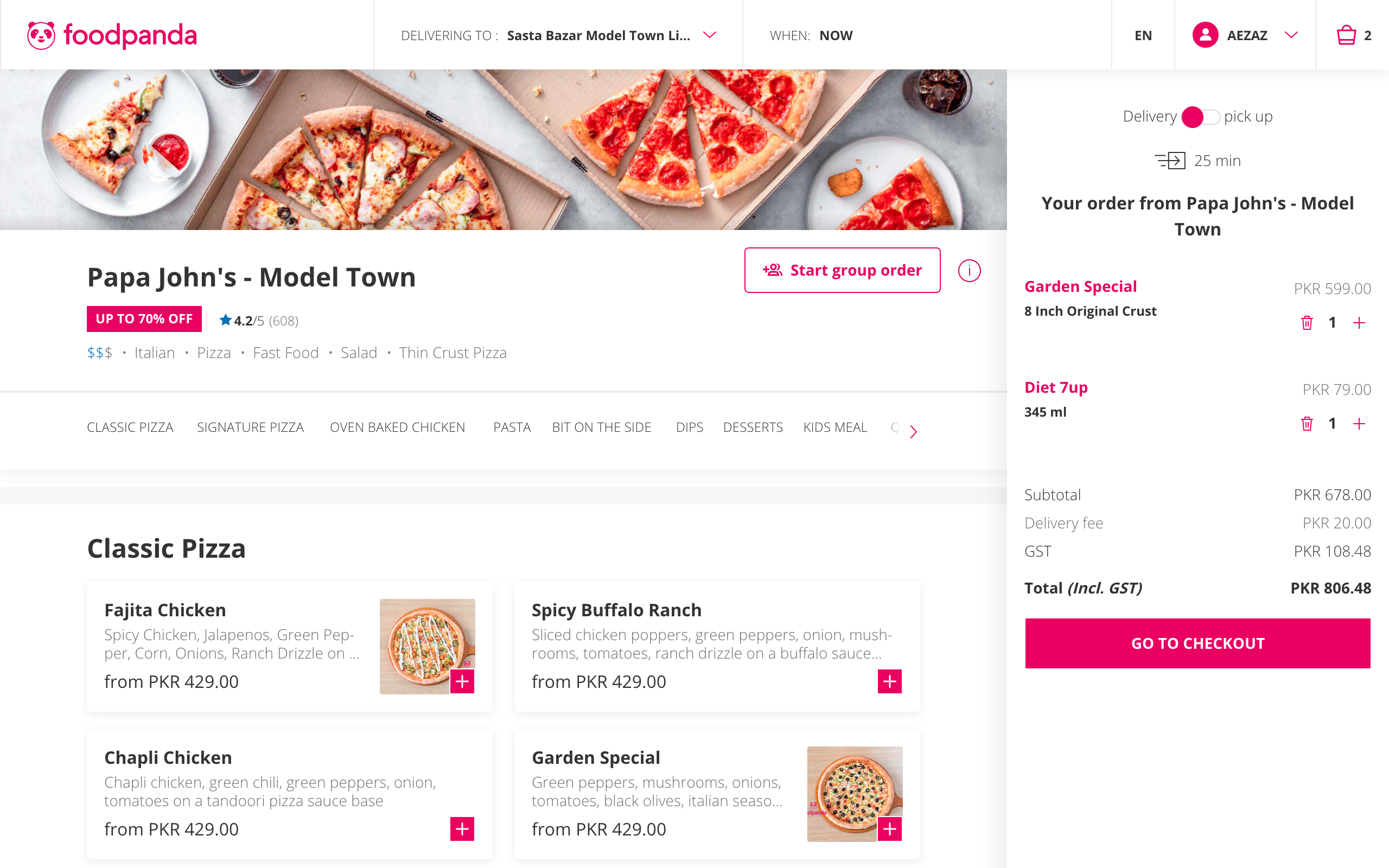 Food panda menu store